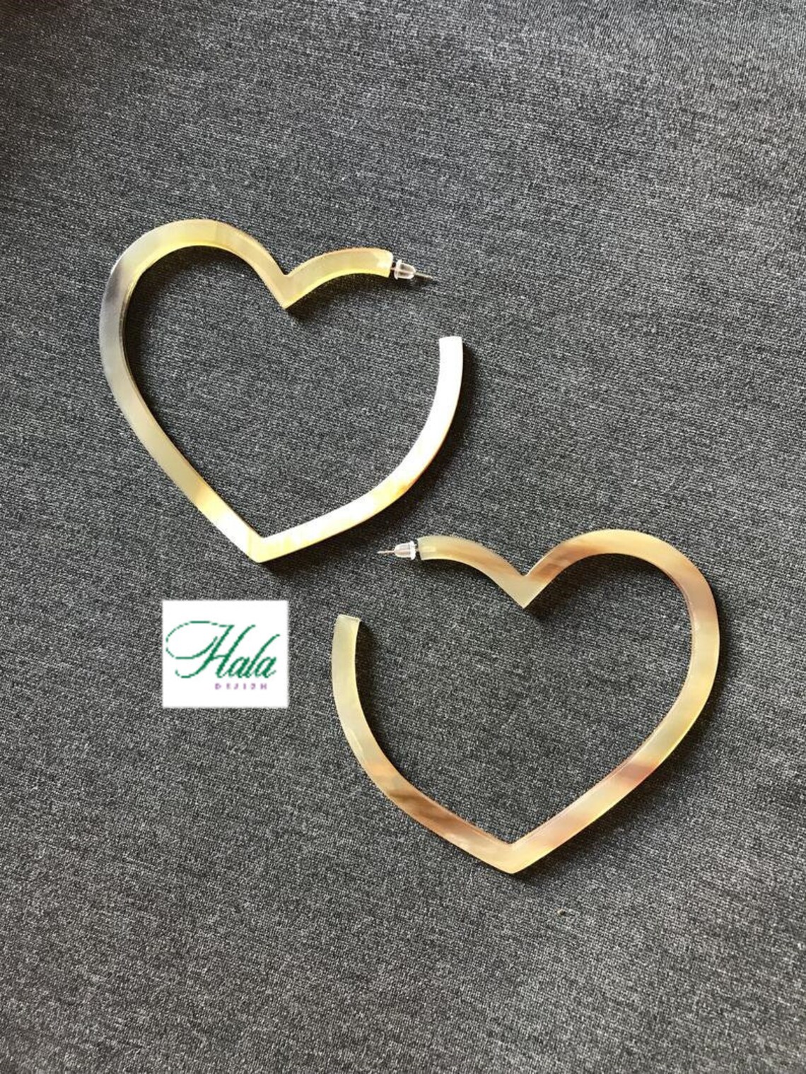 Heart Loop Earrings, Heart Stud Earrings, Big Earrings ,minimal ...