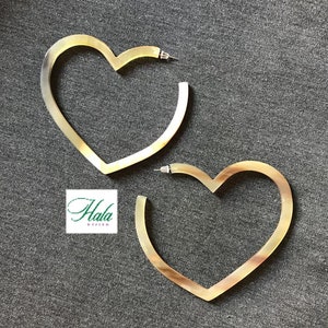 Heart Loop Earrings, Heart Stud Earrings, Big Earrings ,minimal ...