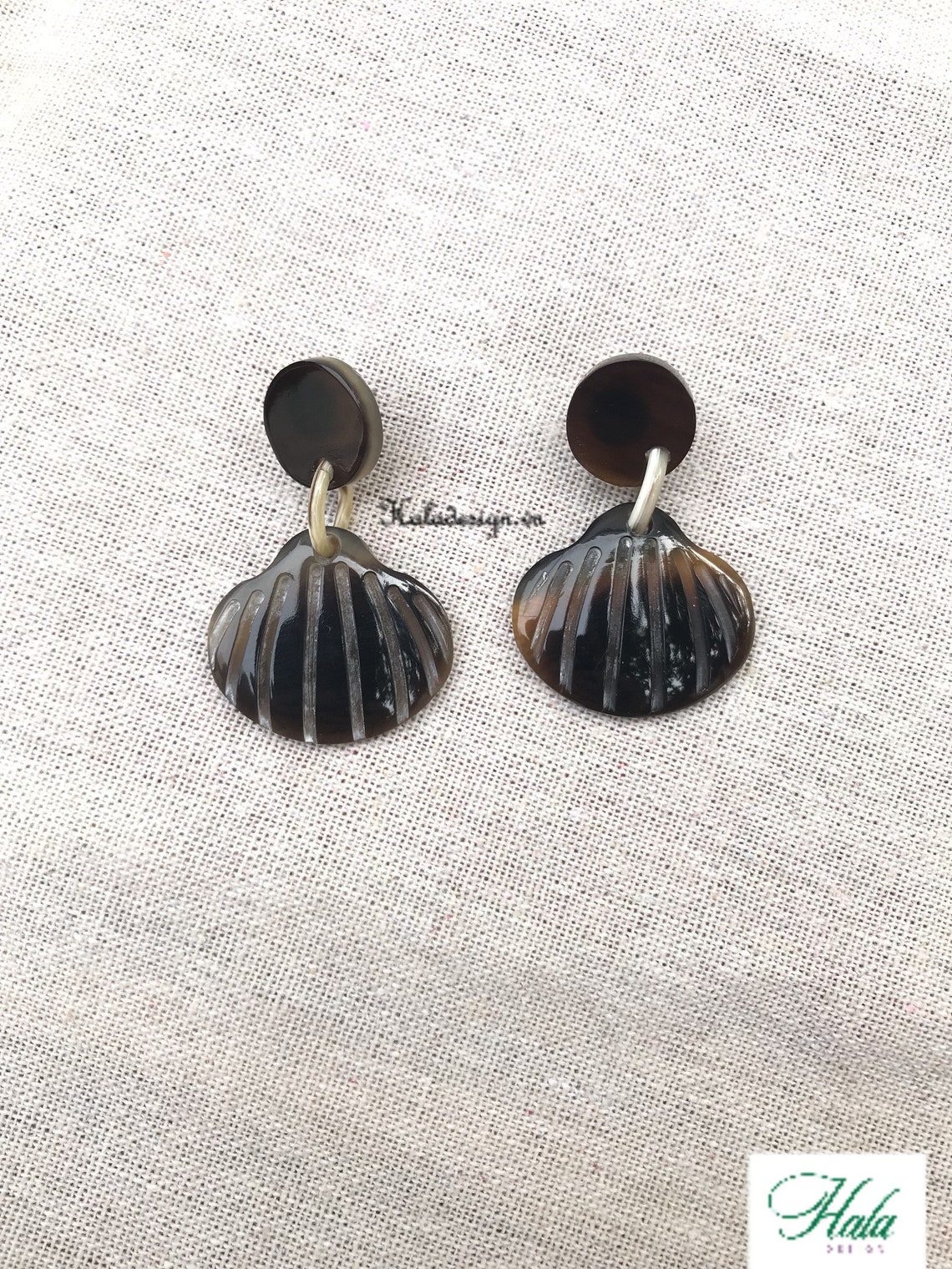 Buffalo Horn Clam Shell Earrings Buffalo Horn Jewelry | Etsy