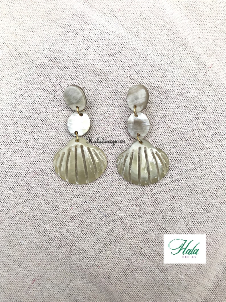 Buffalo Horn Clam Shell Earrings Buffalo Horn Jewelry - Etsy