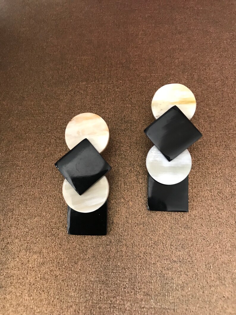 Building Block Earrings Color Block Earrings Buffalo Horn | Etsy