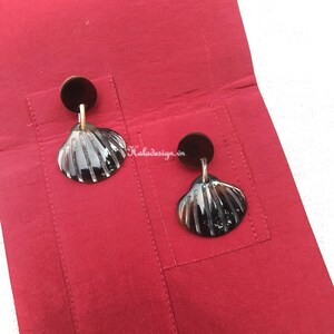 Buffalo Horn Clam Shell Earrings, Buffalo Horn Jewelry , Handcraving ...