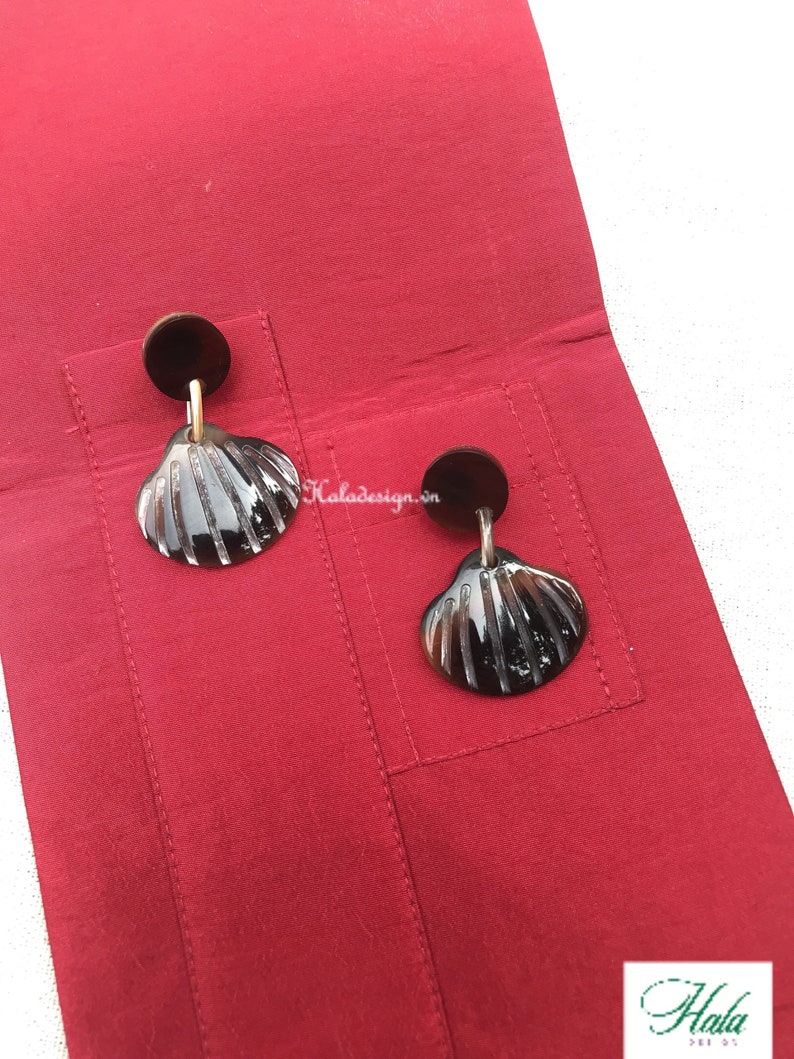 Buffalo Horn Clam Shell Earrings Buffalo Horn Jewelry - Etsy