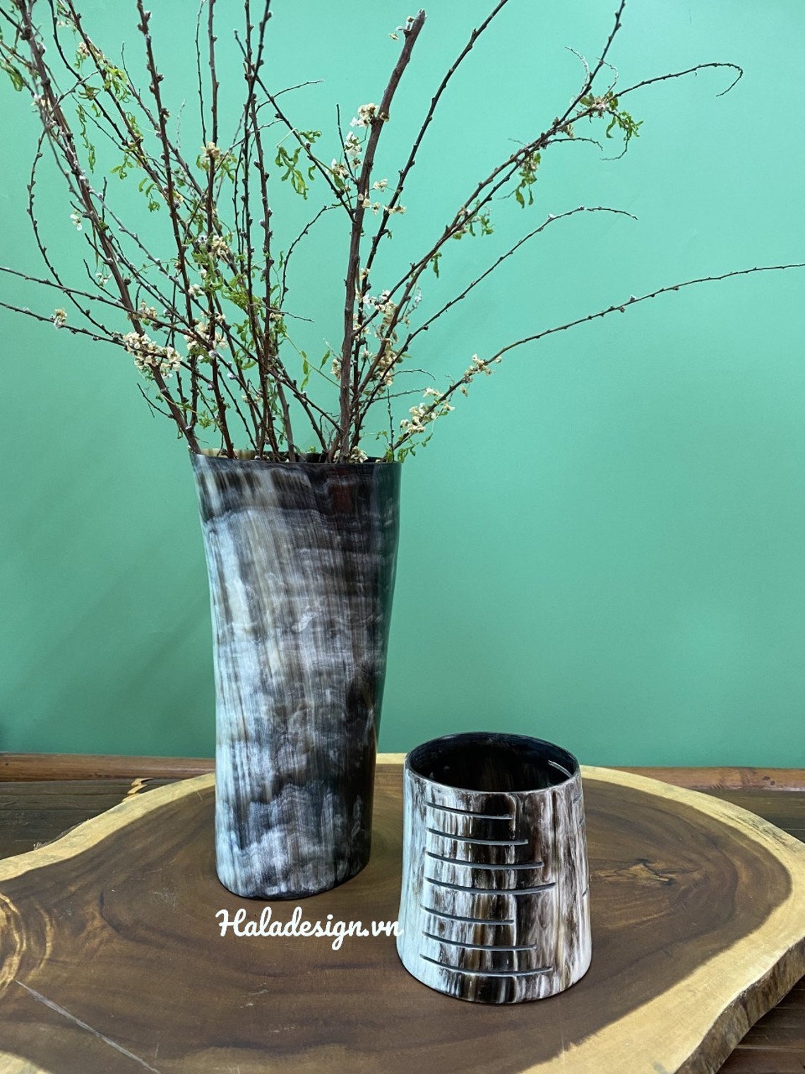 Genuine Buffalo Horn Flower Vase, Horn Decor, Home Decor , Horn Vase ...
