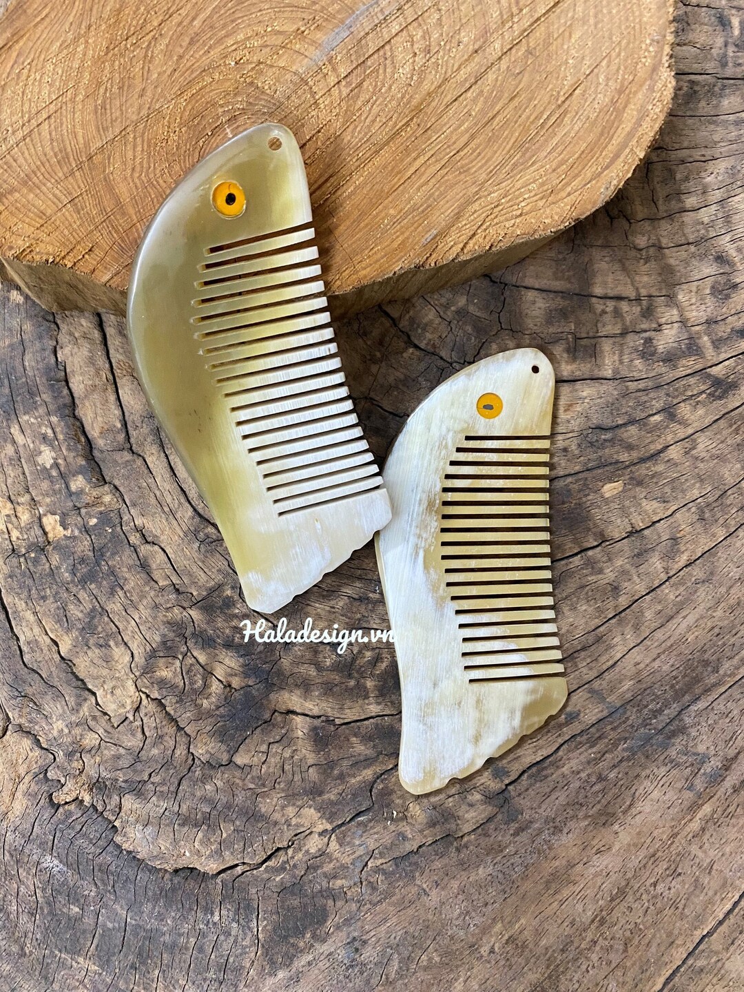 Buffalo Horn Fish Shape Kawaii Comb, Pocket Comb, Hair Accessory,horn ...