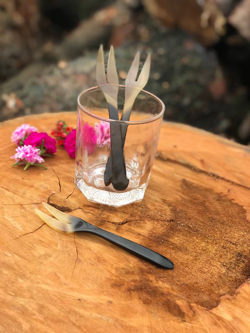 Buffalo Horn Appetizer Fork, Cake Fork , Fruits Picks, Tableware ...
