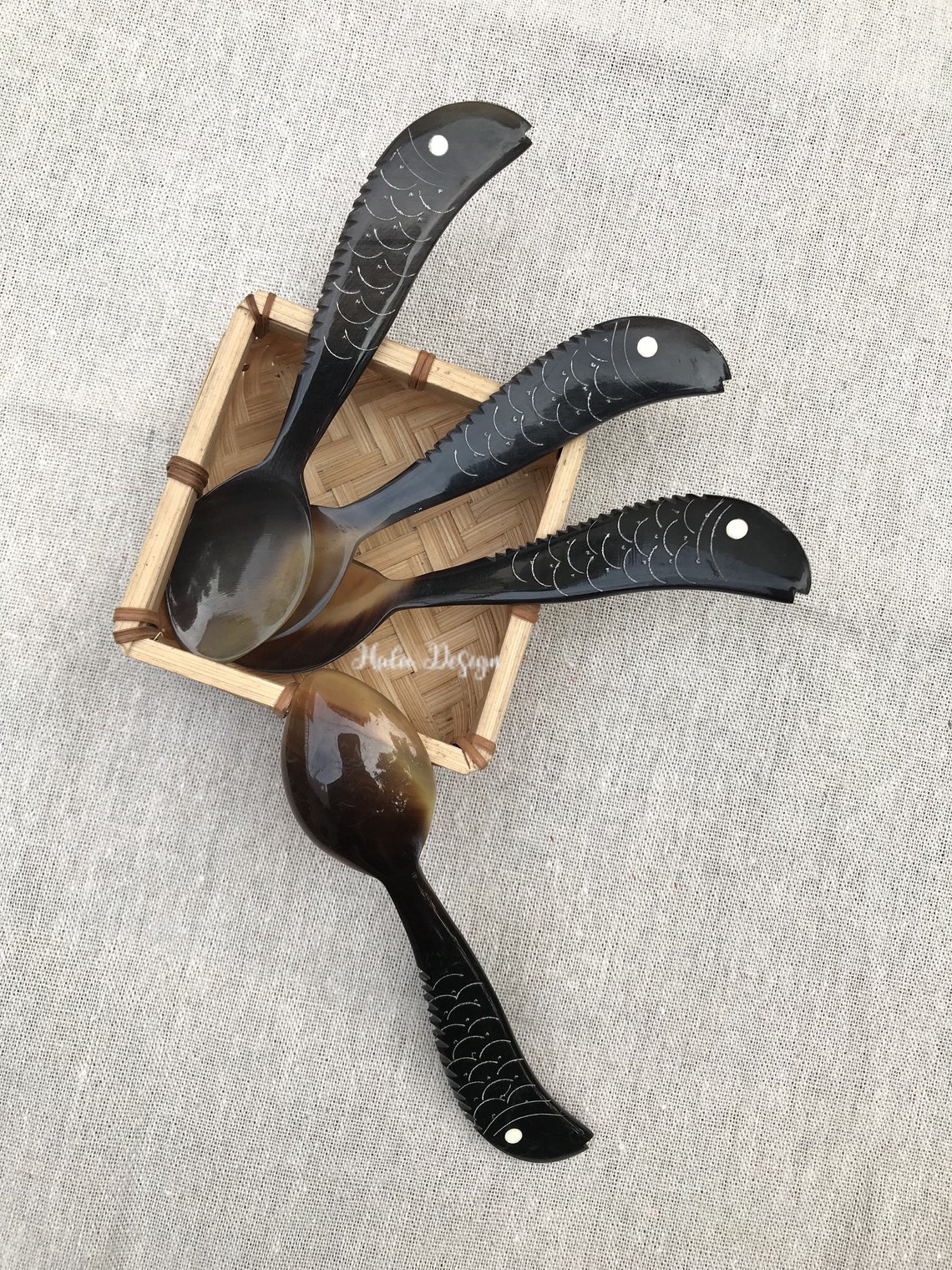 Fish Horn Spoon Personalised Spoon Buffalo Horn ScoopHorn | Etsy