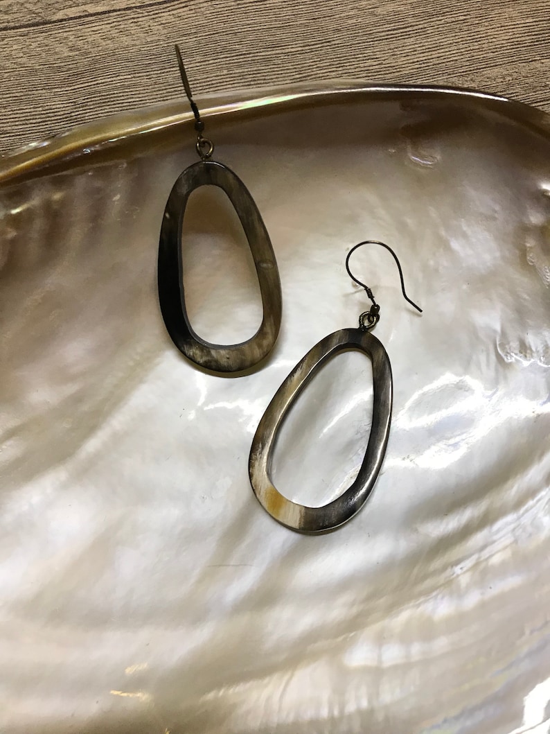 Horn Earrings Buffalo Horn Jewelry Natural Horn Vintage | Etsy