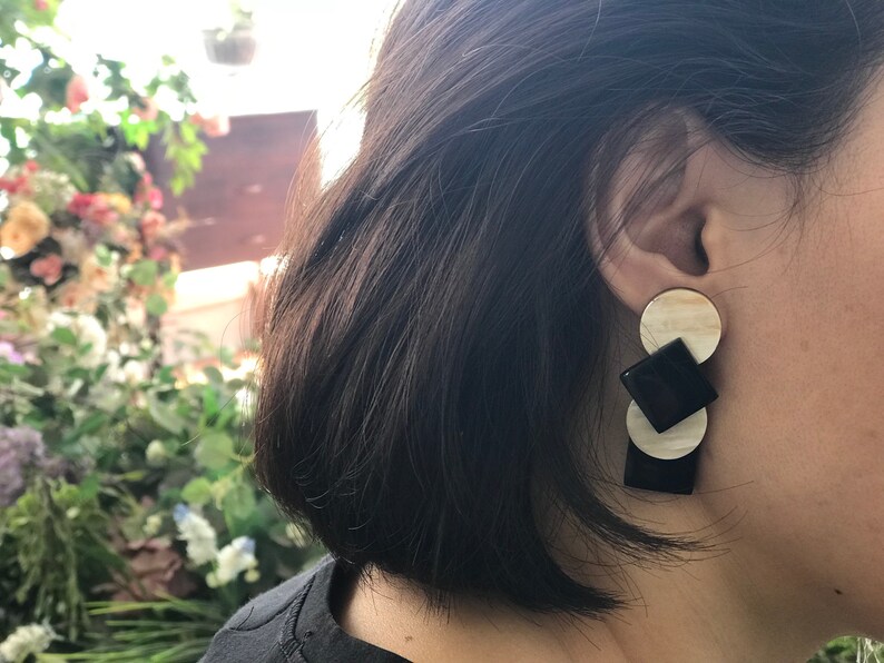 Building Block Earrings Color Block Earrings Buffalo Horn | Etsy