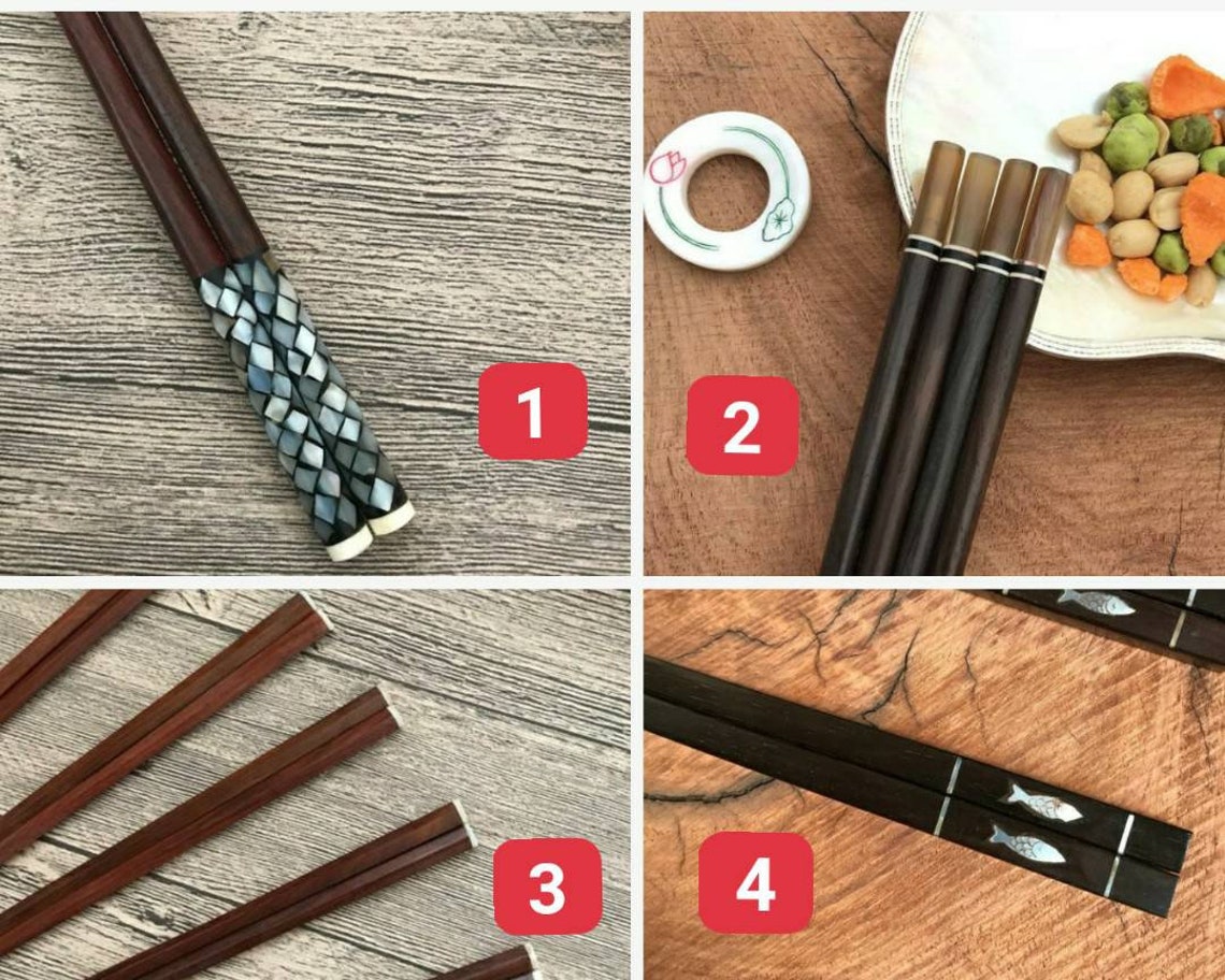 Rosewood Chopsticks Box With 10 Chopstick Pairs, Flatware Storage Box ...