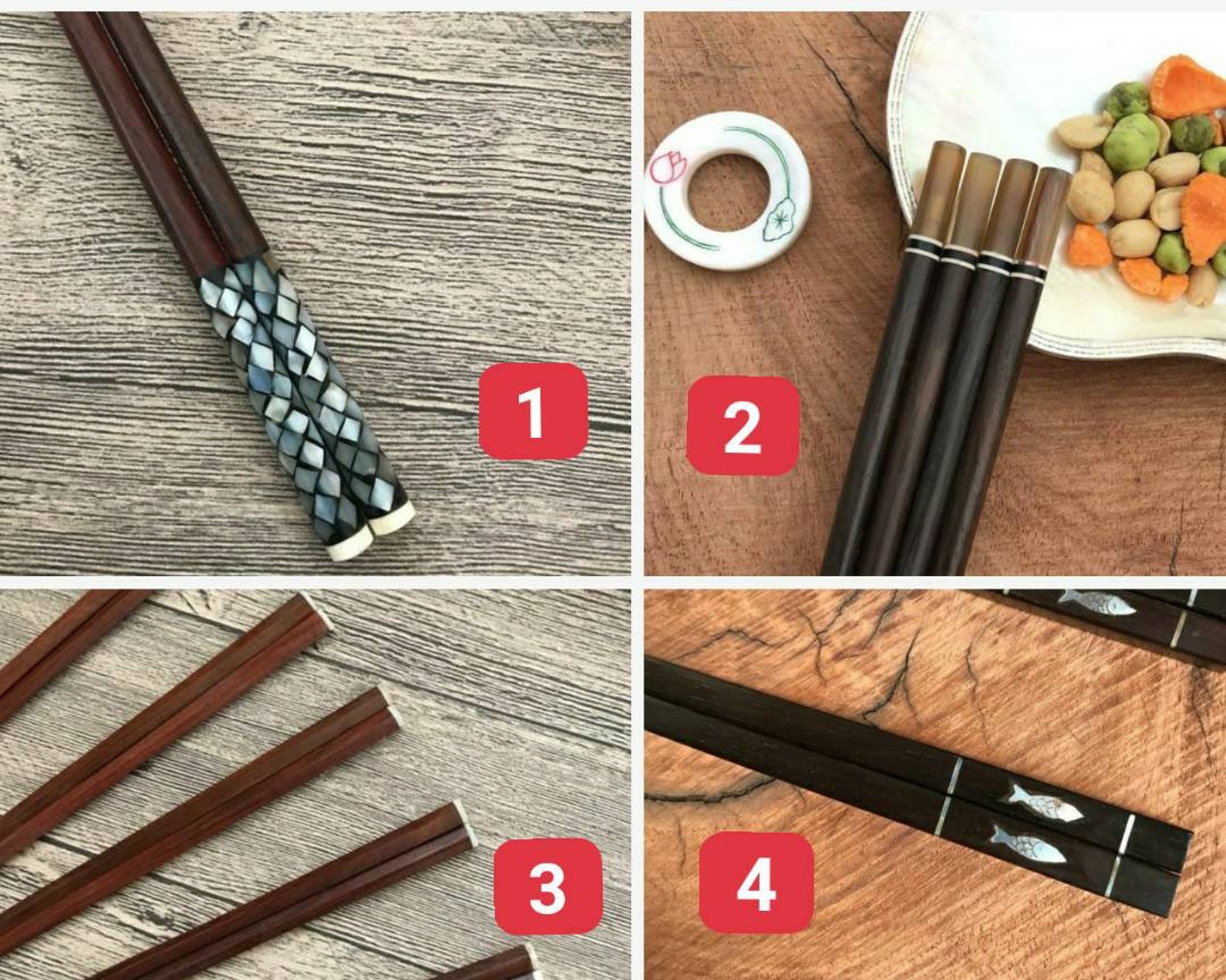 Rosewood Chopsticks Box With 10 Chopstick Pairs Flatware - Etsy