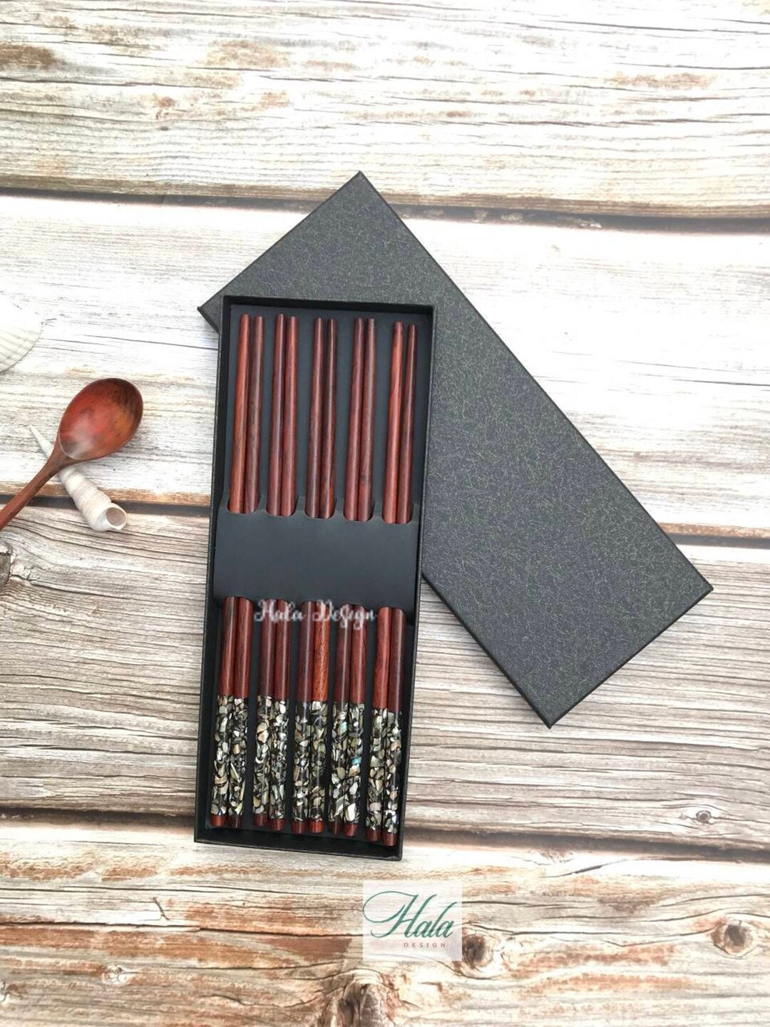 Set of 5 Chopstick Pairs With Box, Engraving Custom Chopstick Gift, Box ...