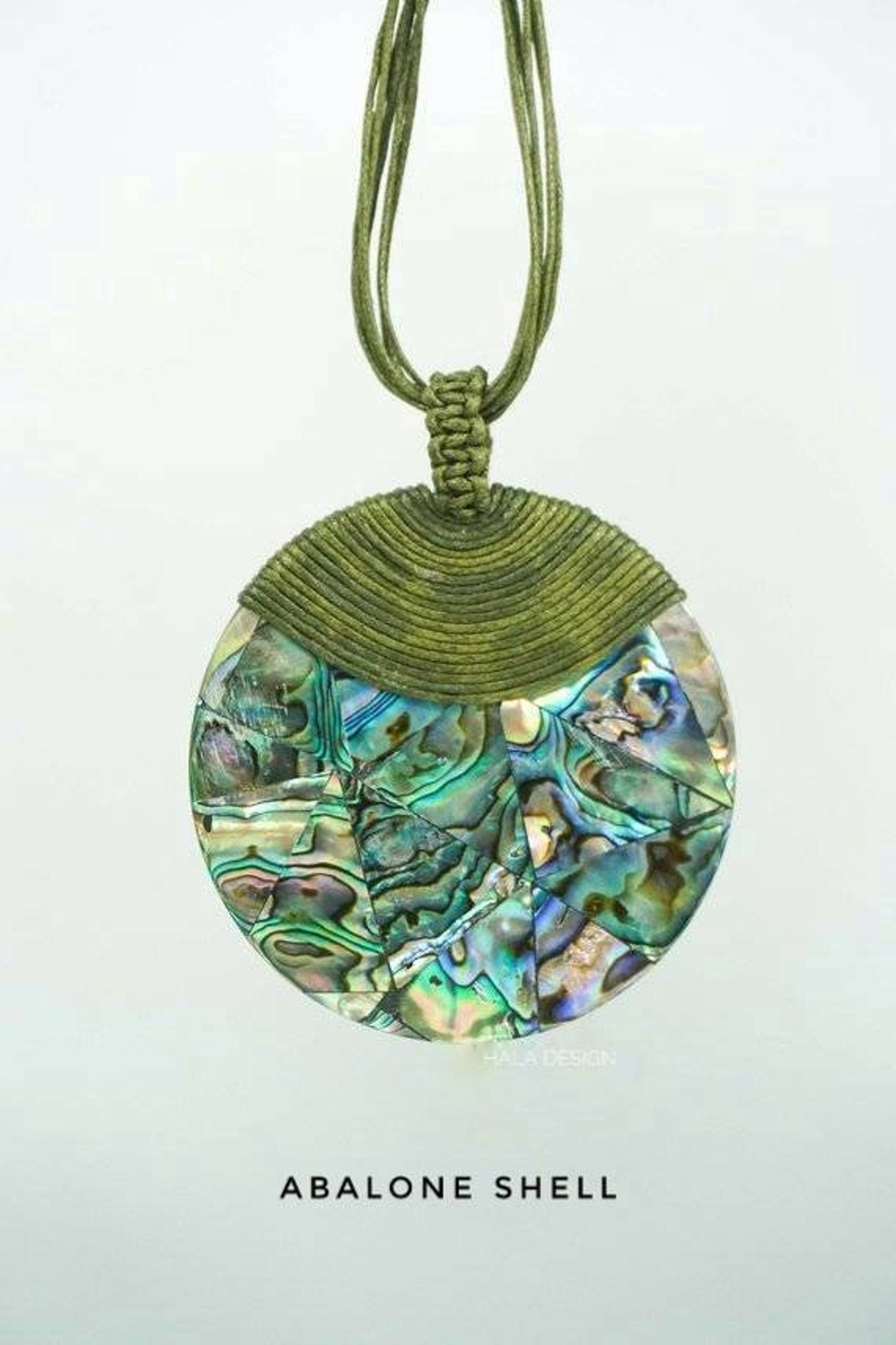 Geometric Abalone Seashell Pendant With Linen Multi Cord - Etsy