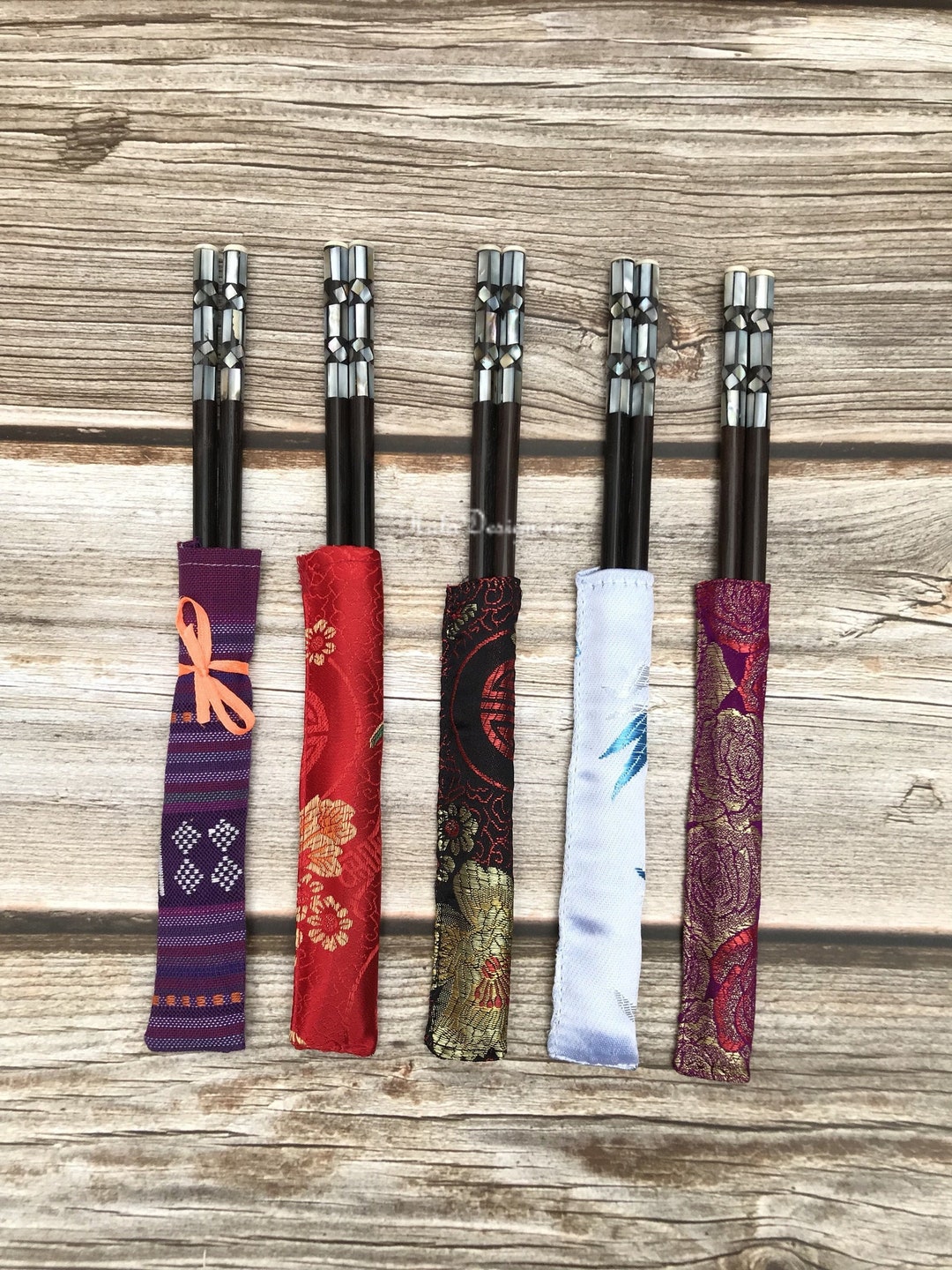 Handmade Rosewood Chopstick With Brocase Silk Sleeve, Chopstick Pouch ...