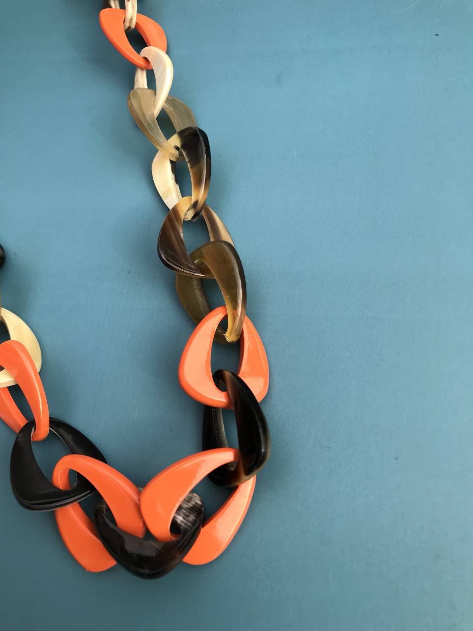 Horn Chain Necklacebuffalo Horn and Lacquer Chain - Etsy