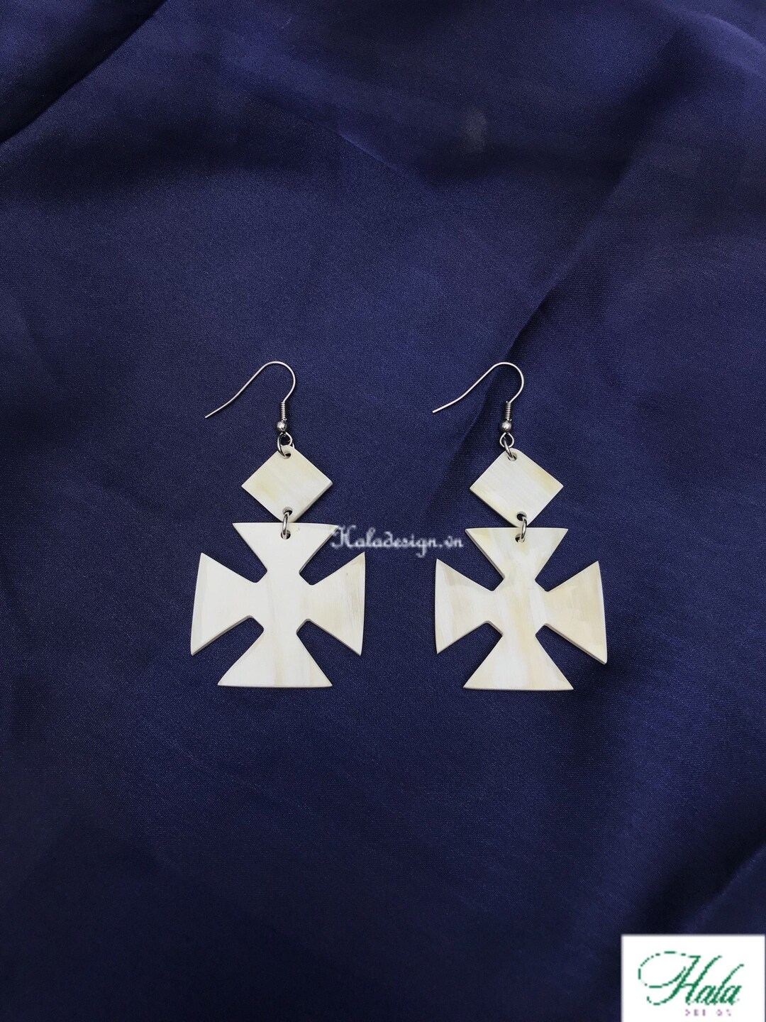 Horn Cross Earrings, Buffalo Horn Jewelry , Croix Pattee Cross ...