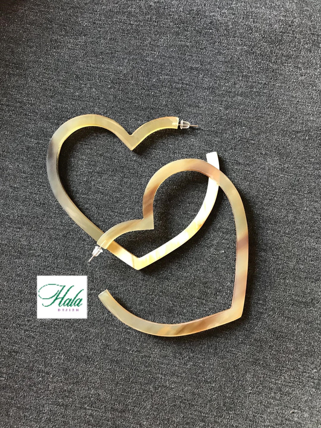 Heart Loop Earrings, Heart Stud Earrings, Big Earrings ,minimal ...