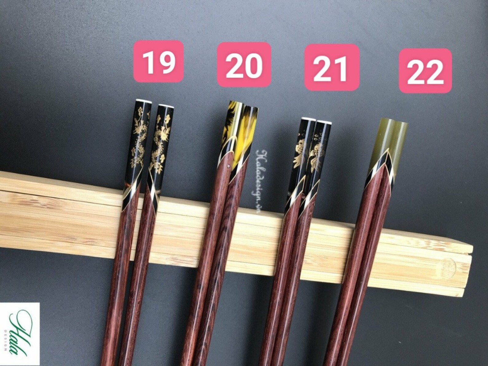 Set of 5 Chopstick Pairs With Silk Brocade Box, Engraving Custom ...