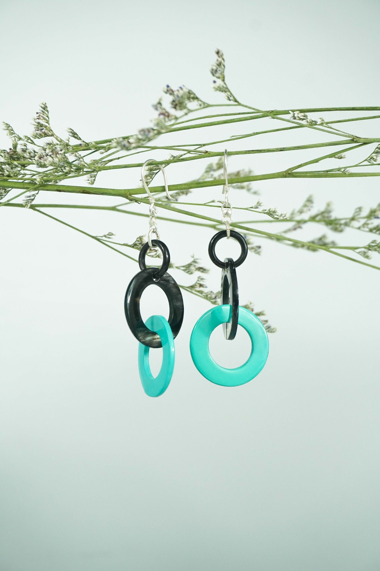 Buffalo Horn Chain Loop Earings With Silver Hooks-horn - Etsy