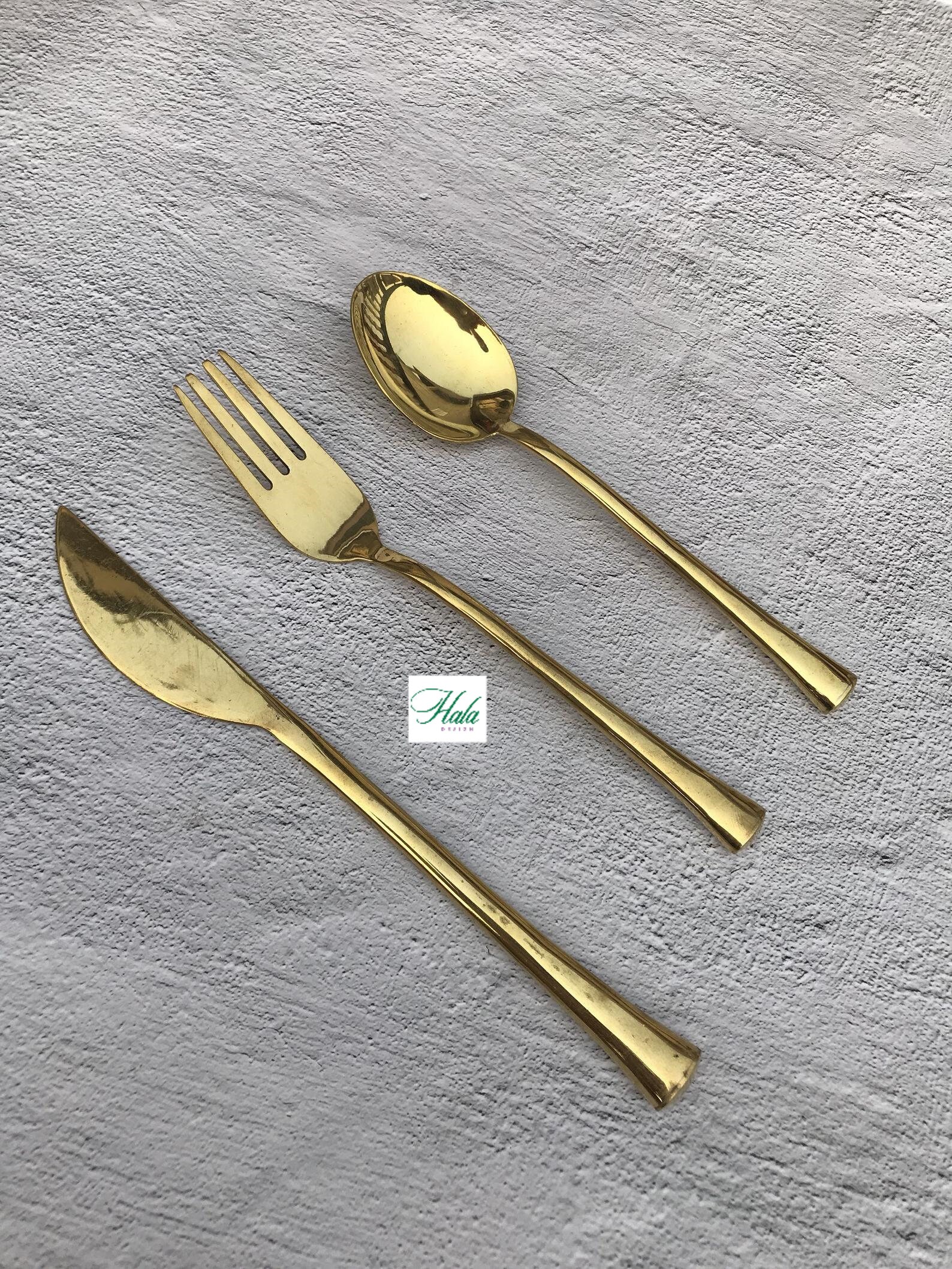 Brass Cutlery Set Brass Flatware Cutlery dinner Traditional - Etsy