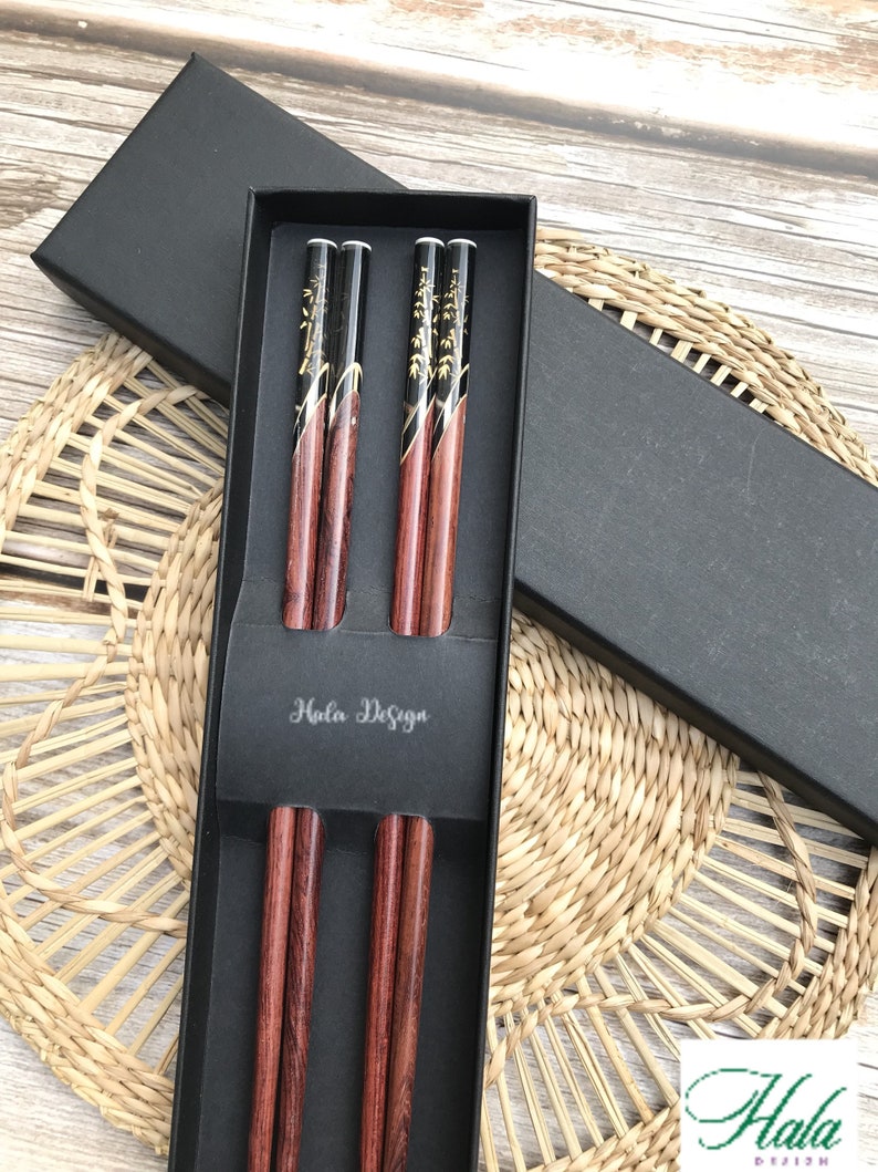 Set of 2 Chopstick Pairs With Box, Engraving Custom Chopstick Gift, Box ...