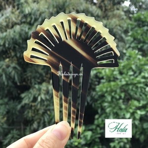 Art Nouveau Fan Hair Comb, 4 Prong Hair Comb, Lacey Design , Style Hair ...