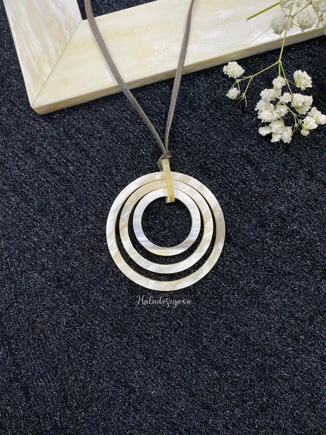 Multi-hoop Buffalo Horn Pendant Necklace , Layer Necklace Statement ...