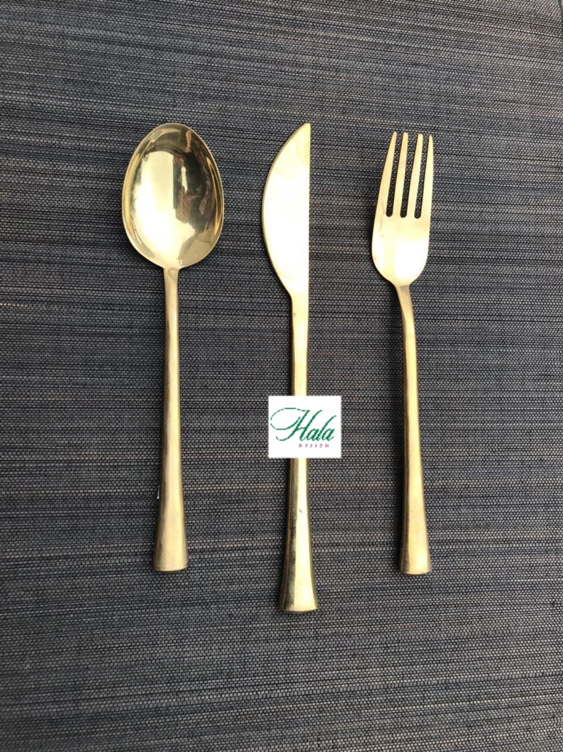 Brass Cutlery Set Brass Flatware Cutlery dinner Traditional - Etsy