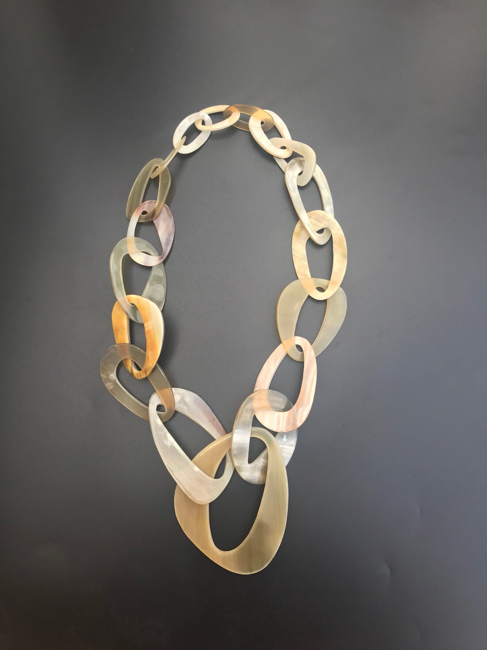 Horn Chain Necklace With Graduated Links Buffalo Horn Jewelry - Etsy