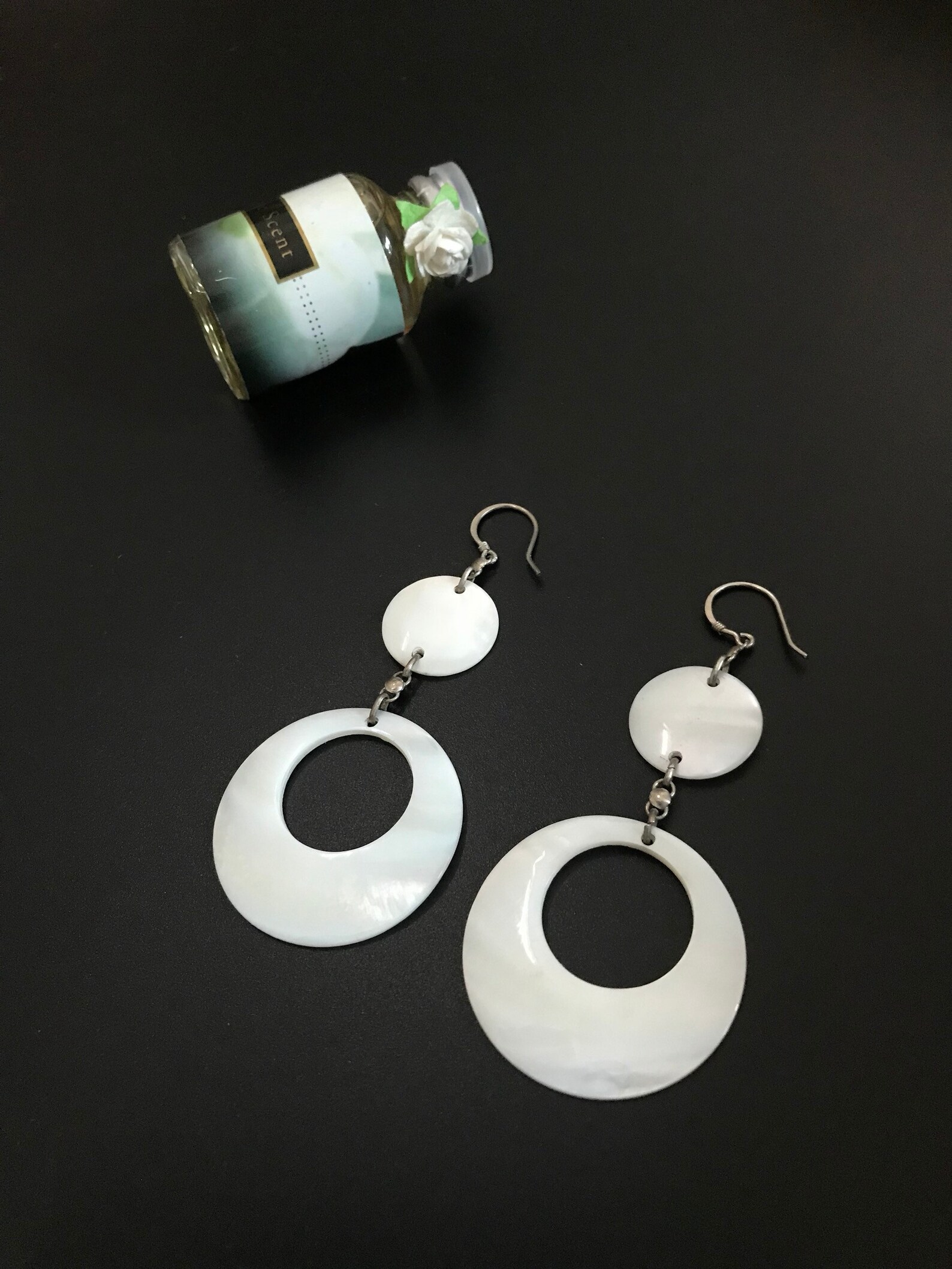 Mother Of Pearl Dangle Earrings With Sterling Silver Seashell Etsy