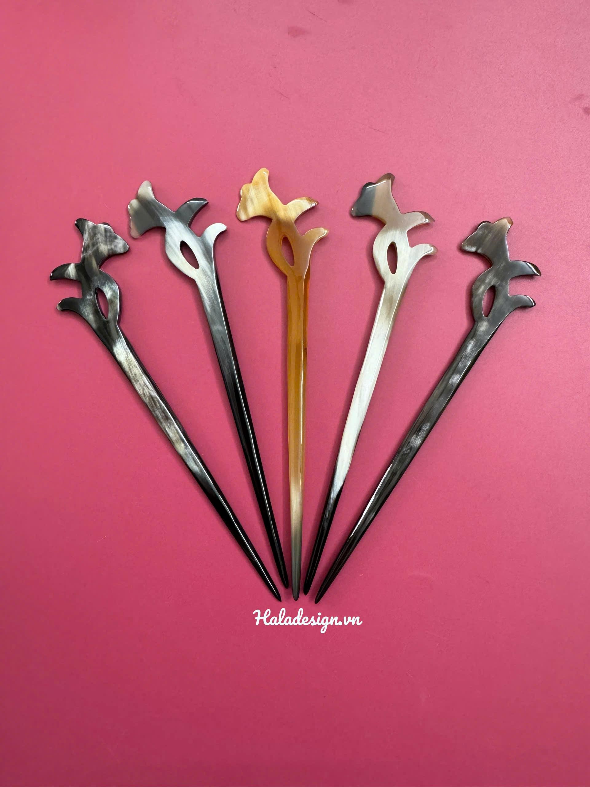 Buffalo Horn Tulip Flower Hair Stick - Elegant Floral Design - 16.5cm ...