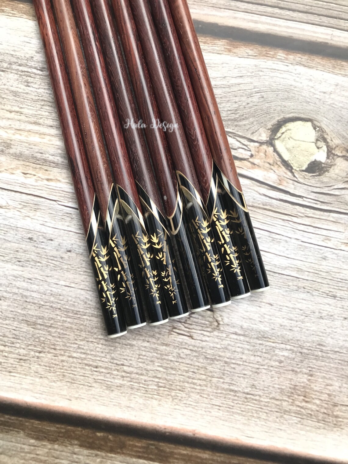 Personalized Rosewood Chopstick With Resin Tip With Handpainted Bamboo ...