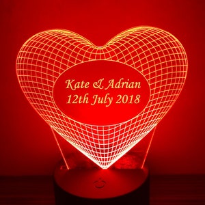 Personalised LED Neon Multi Colour Changing Heart Sign or Night Light ...