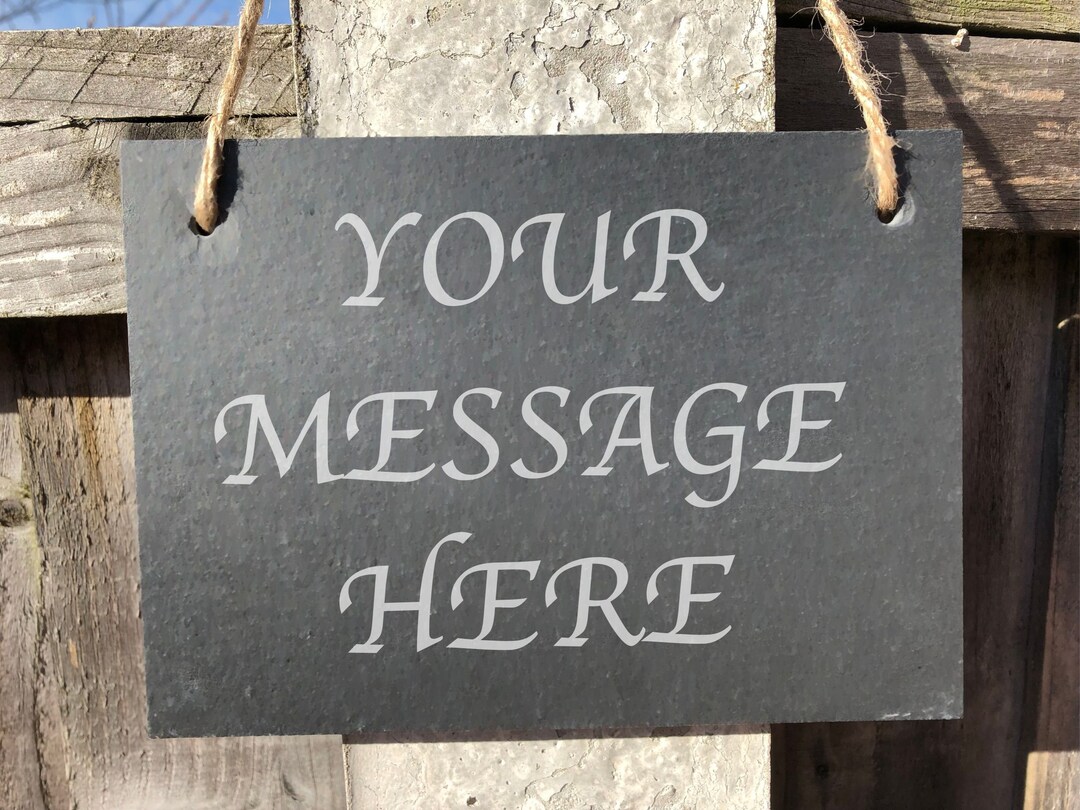 Personalised Hanging Slate Garden Gate Plaque House Sign - Any Occasion ...