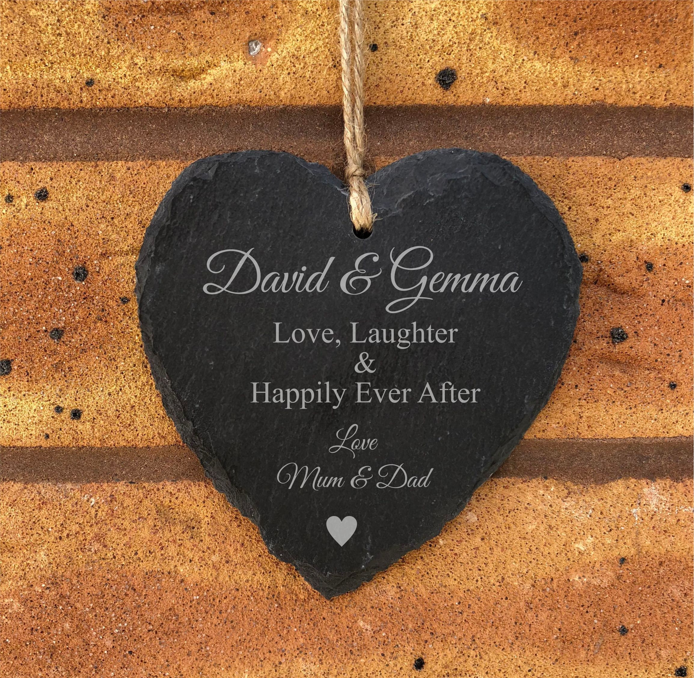 Personalised Rustic Hanging Heart Slate Plaque Sign Any - Etsy UK