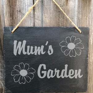 Personalised Rustic Slate Mum's Garden Hanging Sign Plaque - Any Name ...
