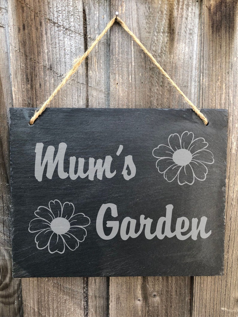 Personalised Rustic Slate Mum's Garden Hanging Sign Plaque - Etsy
