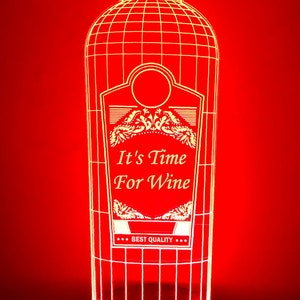 LED Neon Multi Colour Wine Bottle Night Light Bar Sign It's Time for ...