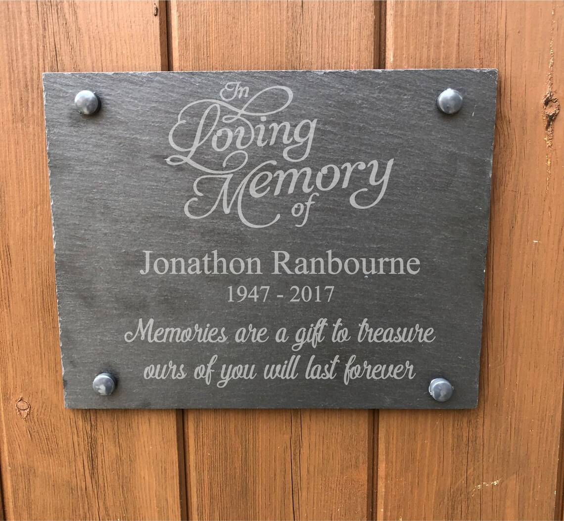 Personalised in Loving Memory Rustic Slate Memorial Grave | Etsy