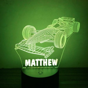 Personalised LED Neon Multi Colour F1 Style Motor Racing Car Night ...