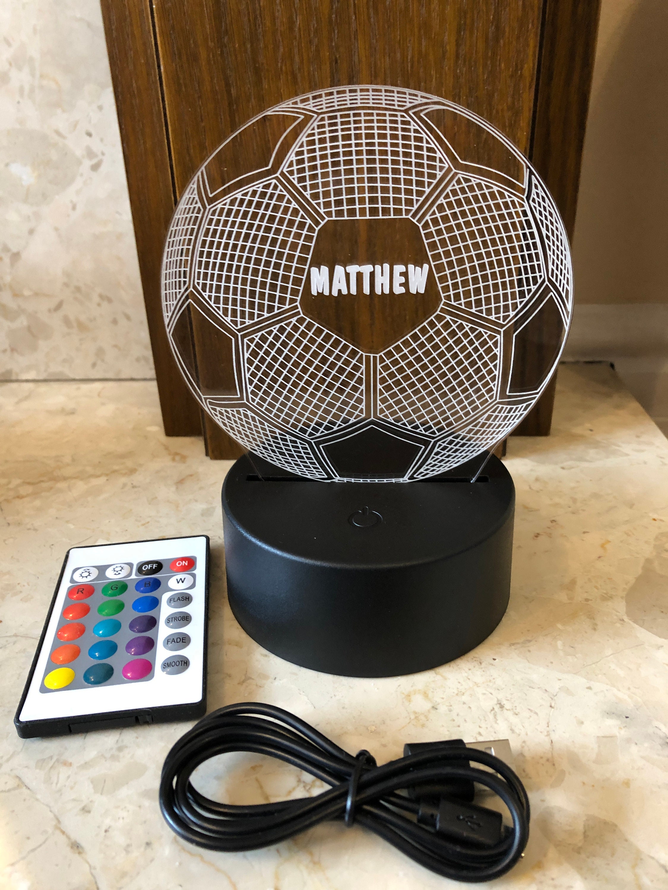 Personalised LED Multi Colour Changing Football Night Light | Etsy UK