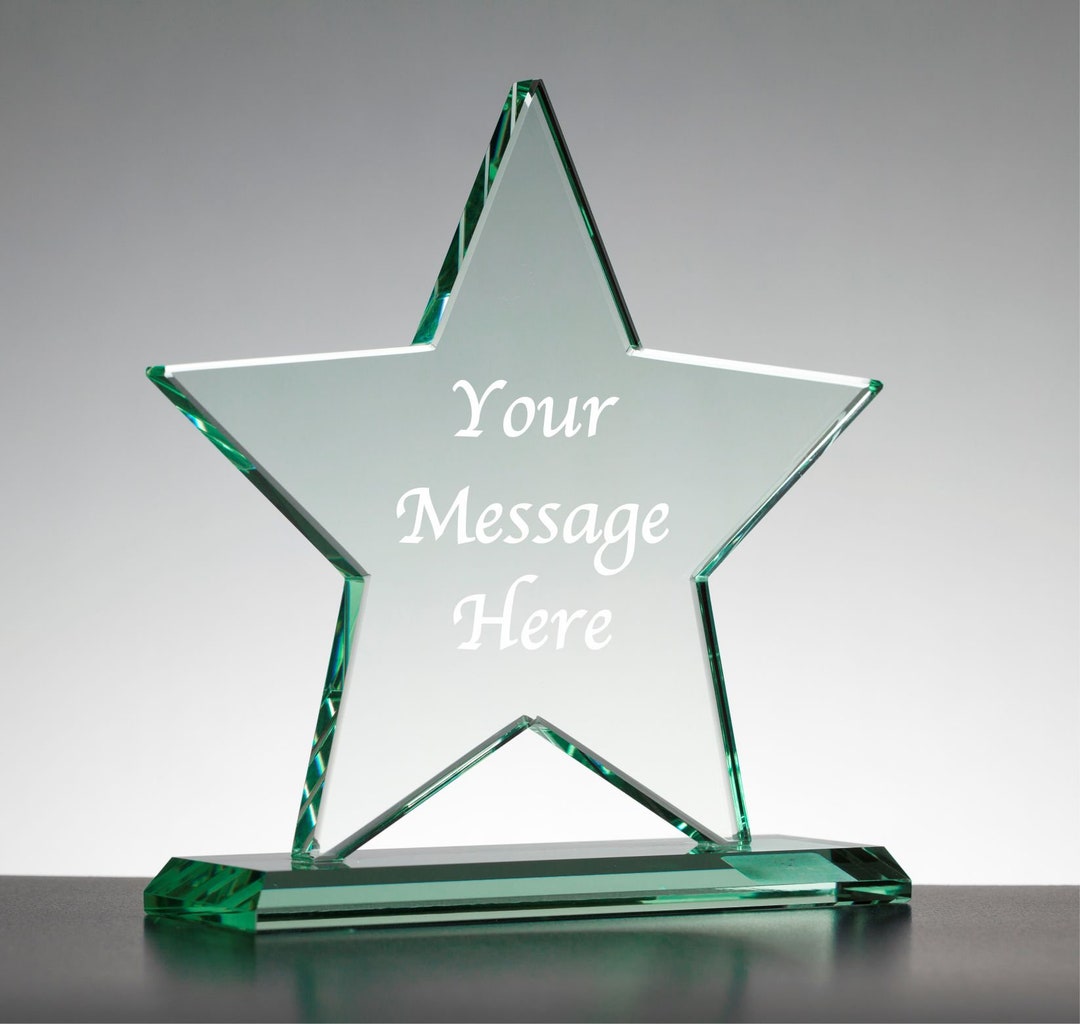 Personalised Glass Star Trophy Award - Corporate Staff Recognition ...