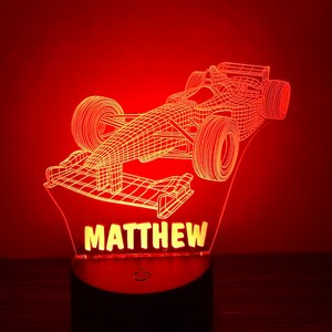 Personalised LED Neon Multi Colour F1 Style Motor Racing Car Night ...