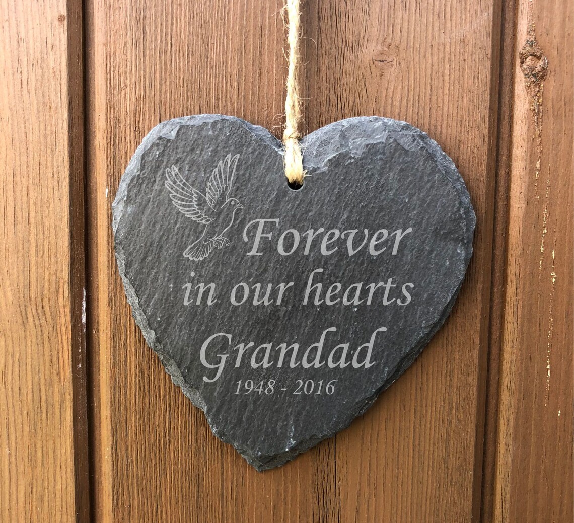 Forever In Our Hearts Personalised Hanging Heart Slate | Etsy