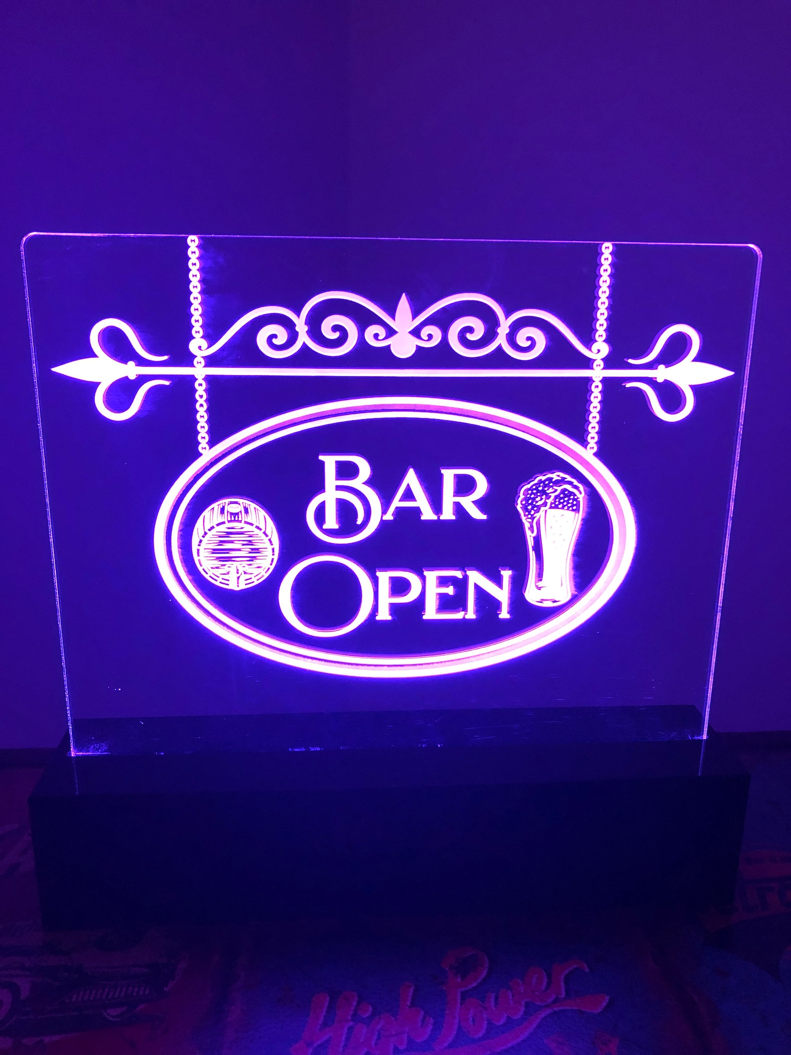 Large LED Multi Colour Light up Bar Sign Bar Open Battery - Etsy UK
