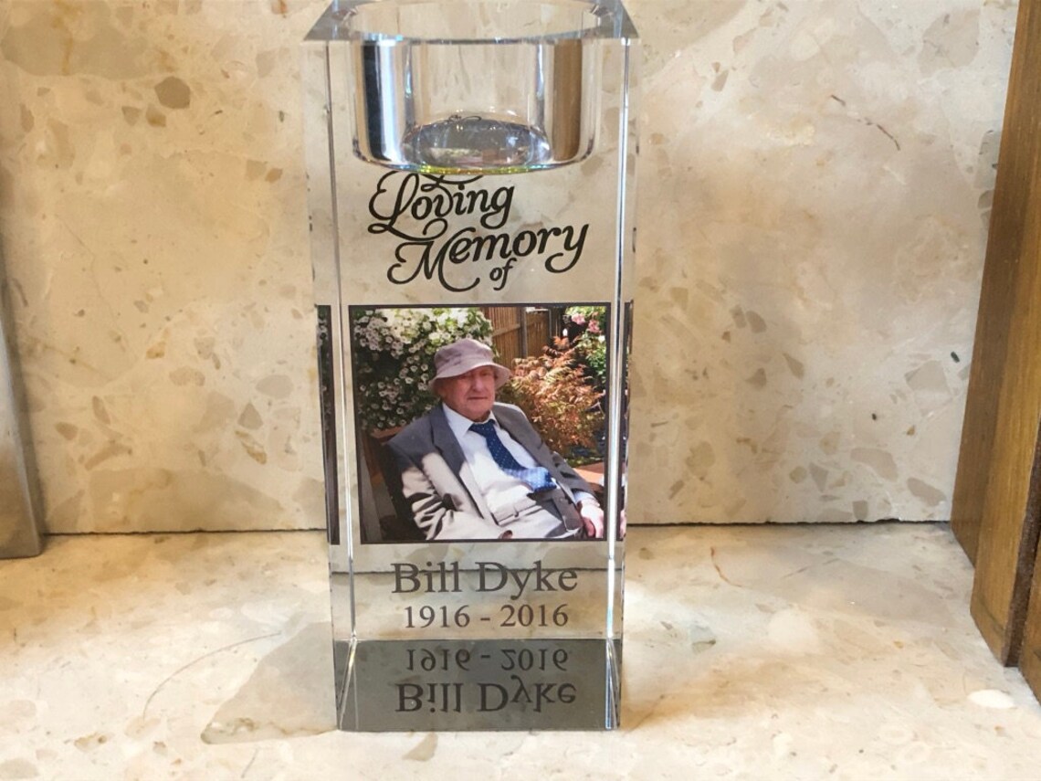 Large Photo Personalised Memorial Glass Tealight Candle Holder - Etsy