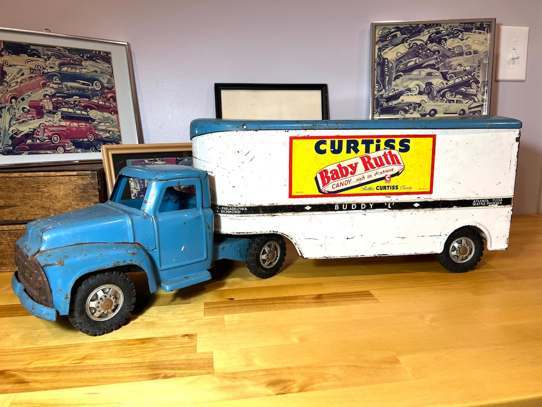 Vintage Buddy L Curtiss Candies Pressed Steel Tractor Trailer 1940's ...