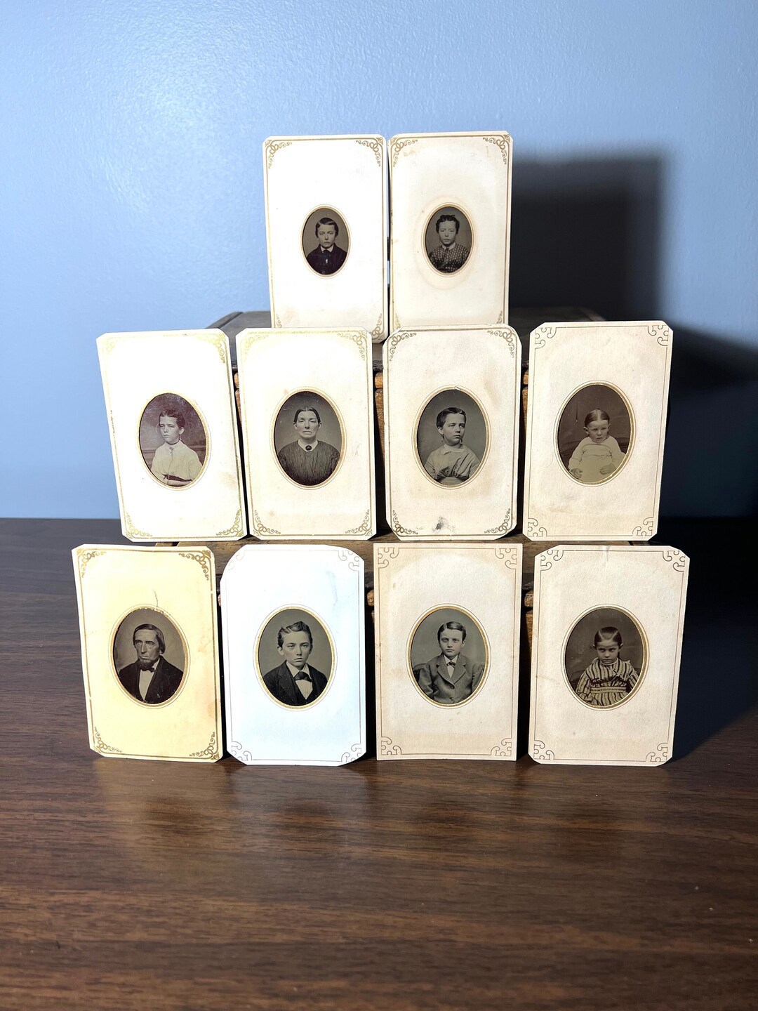 Assorted 19th Century Matted Oval Tintype Photos With Gold Border ...