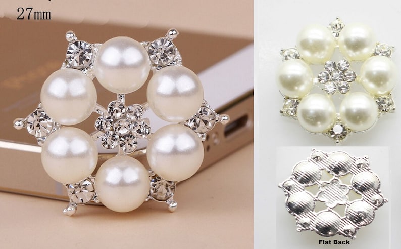 Pearl Embellishment Silver or Gold Decorative Embellishment 27mm ...