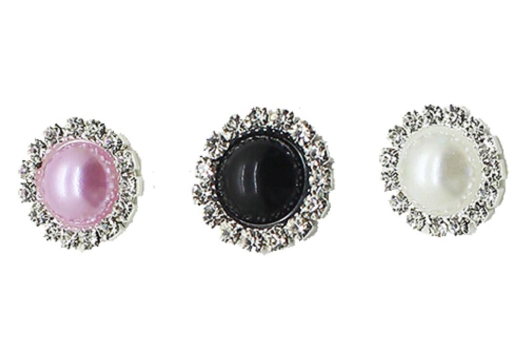 Small Pearl and Crystal Round Small 14mm Round Embellishment With Pearl ...